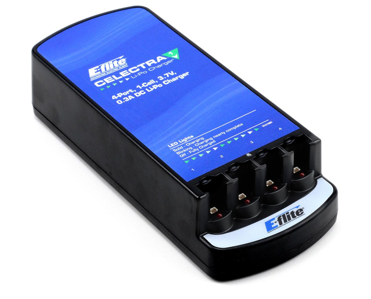 E-flite Celectra 4-Port 1S 3.7V 0.3A DC Li-Po Charger EFLC1004 Air ...