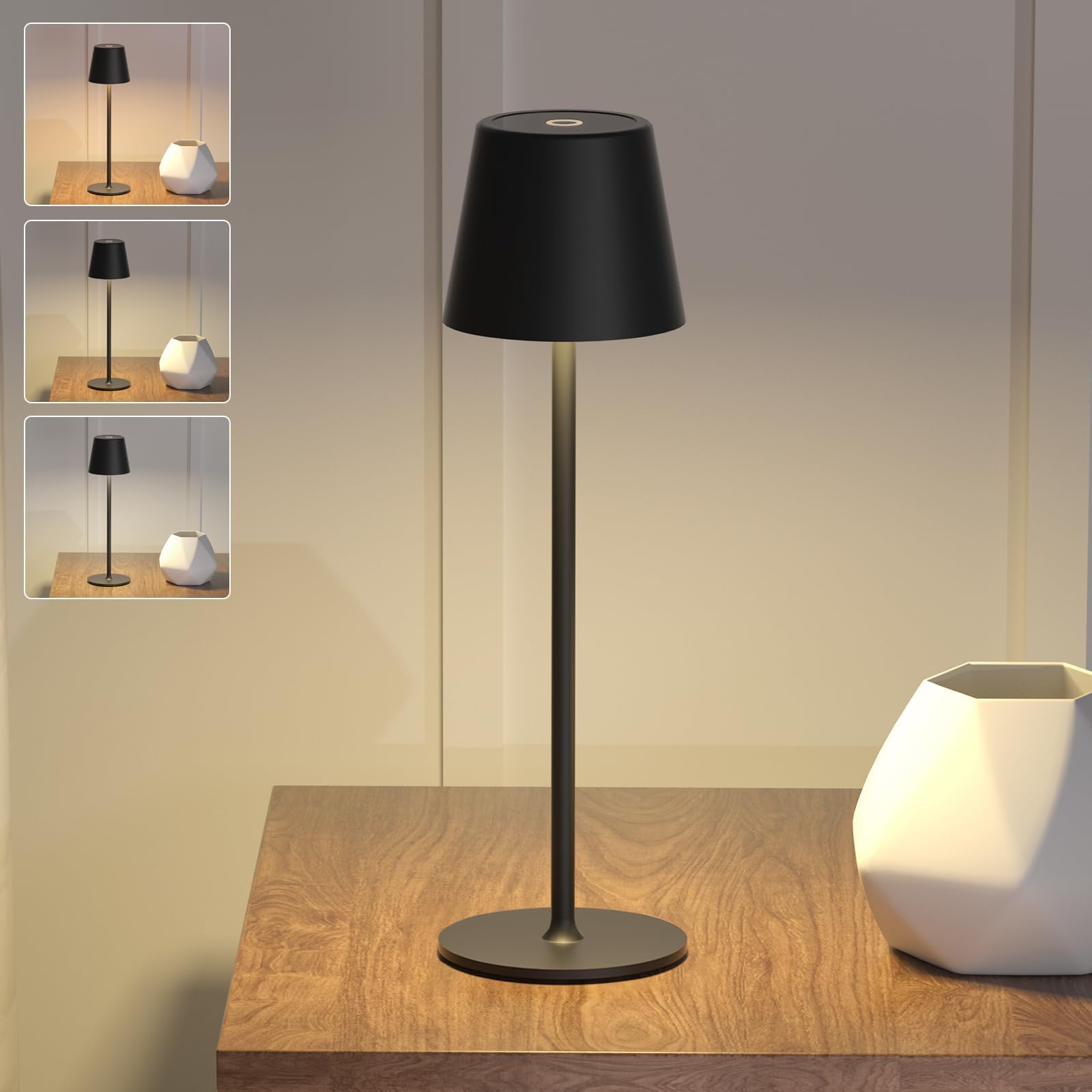 DILUMEN LED Akku Tischlampe Kabellos Touch Control Dimmbare,3000K/4000K ...