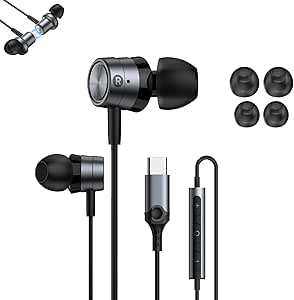 Amazon.co.jp: 1.25M USB-C Earphones, Type C Stereo Earphones, Magnetic ...