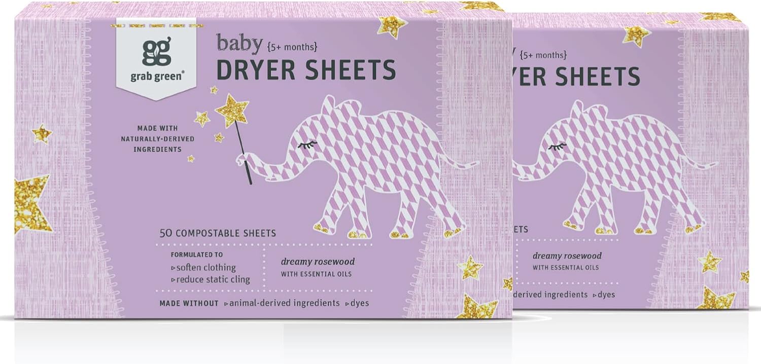 Amazon.com: Grab Green Baby Laundry Dryer Sheets, 160 Sheets, Dreamy ...