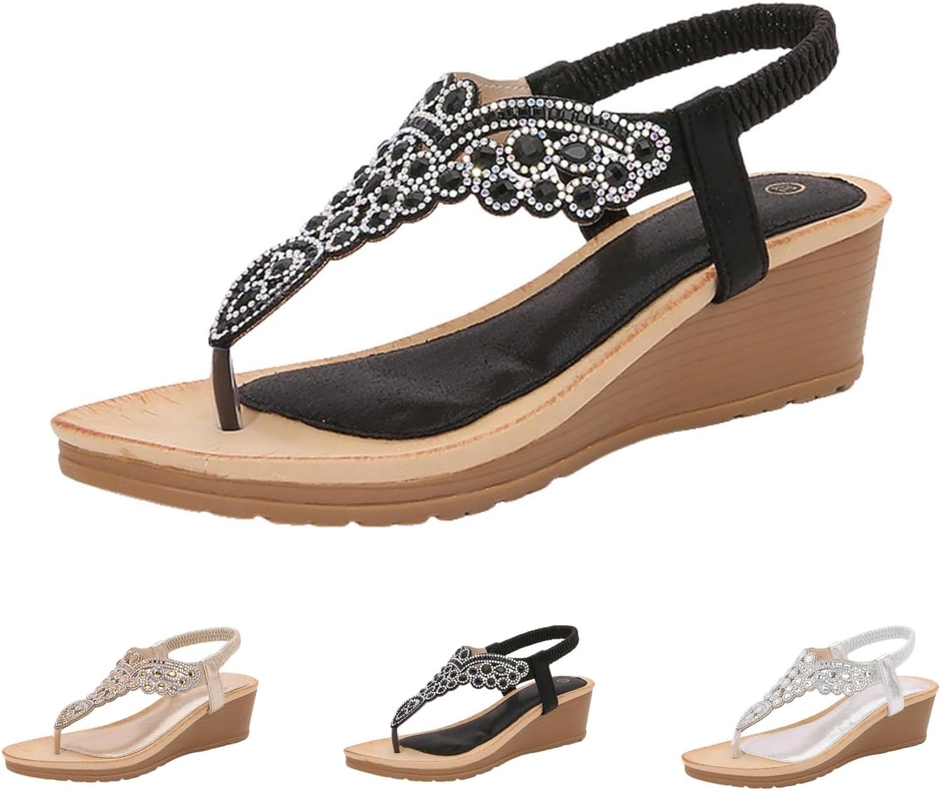 Amazon.com | Wedge Sandals for Women Dressy Comfortable Slip on Open ...