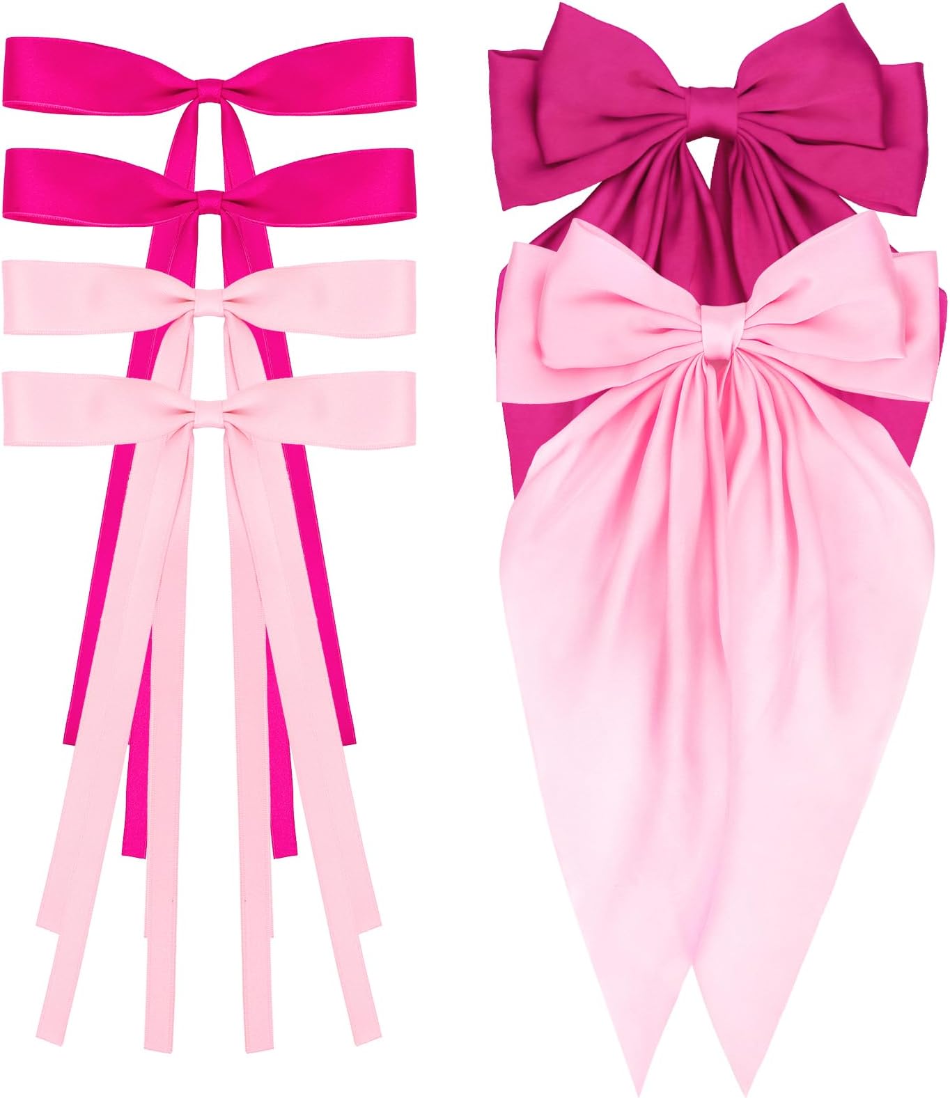 Amazon.com : WHAVEL 6PCS Pink Hair Bows for Women, Pink Ribbon Hair ...