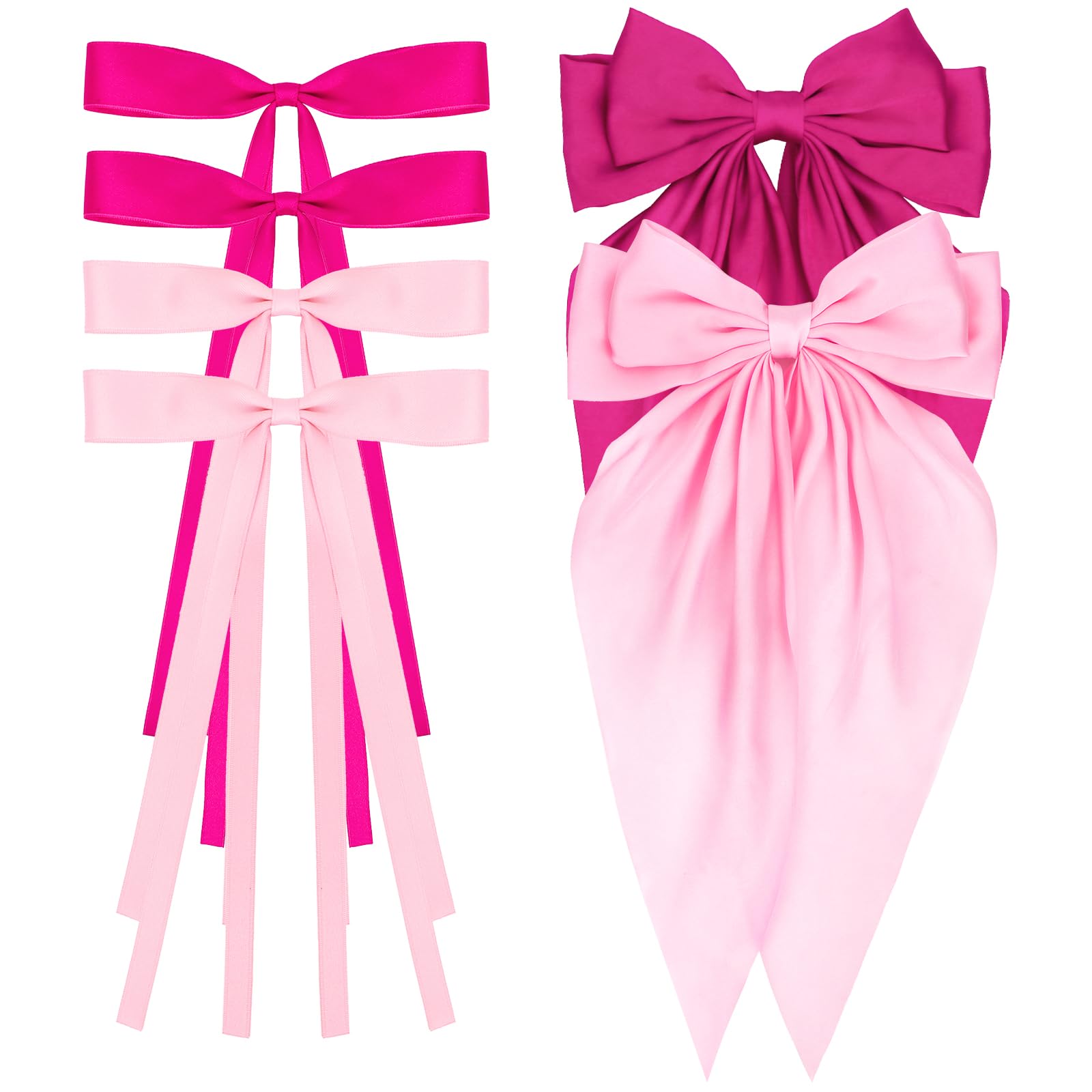 Amazon.com : WHAVEL 6PCS Pink Hair Bows for Women, Pink Bows Ribbon ...