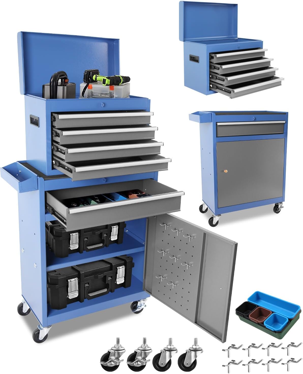 Amazon.com: ExploreHorizon Blue Gray Tool Chest : Tools & Home Improvement