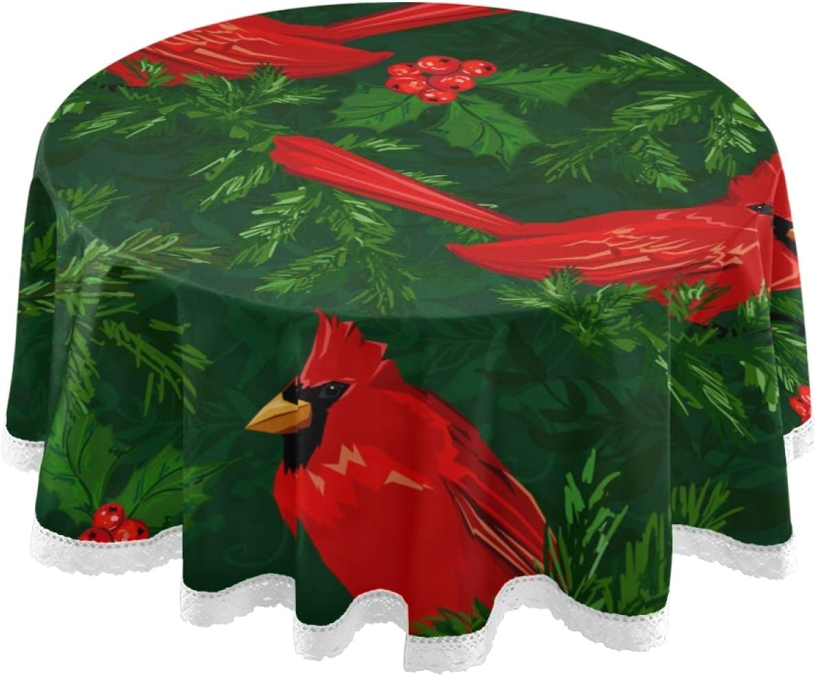 Amazon.com: Blueangle Red Cardinal Bird Round Tablecloth 60 inch ...