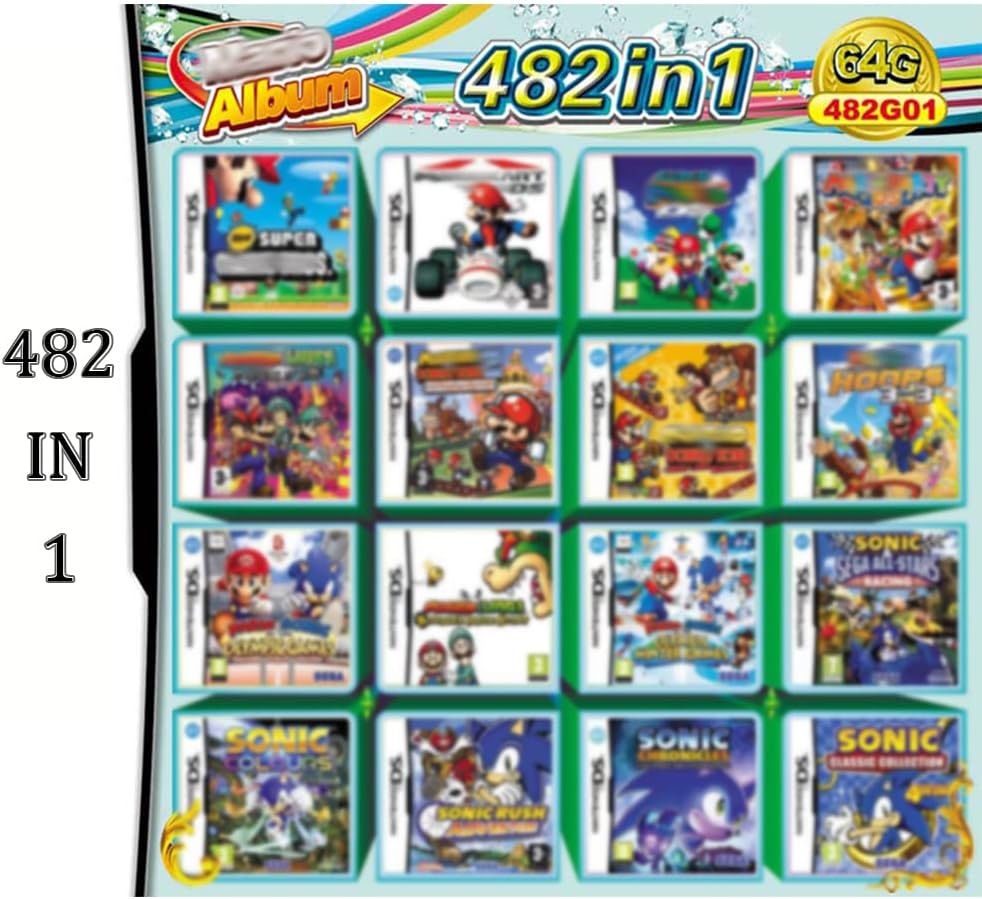 482 Games in 1 Ds Games Pack Card Compilations, NDS Game Super Combo ...