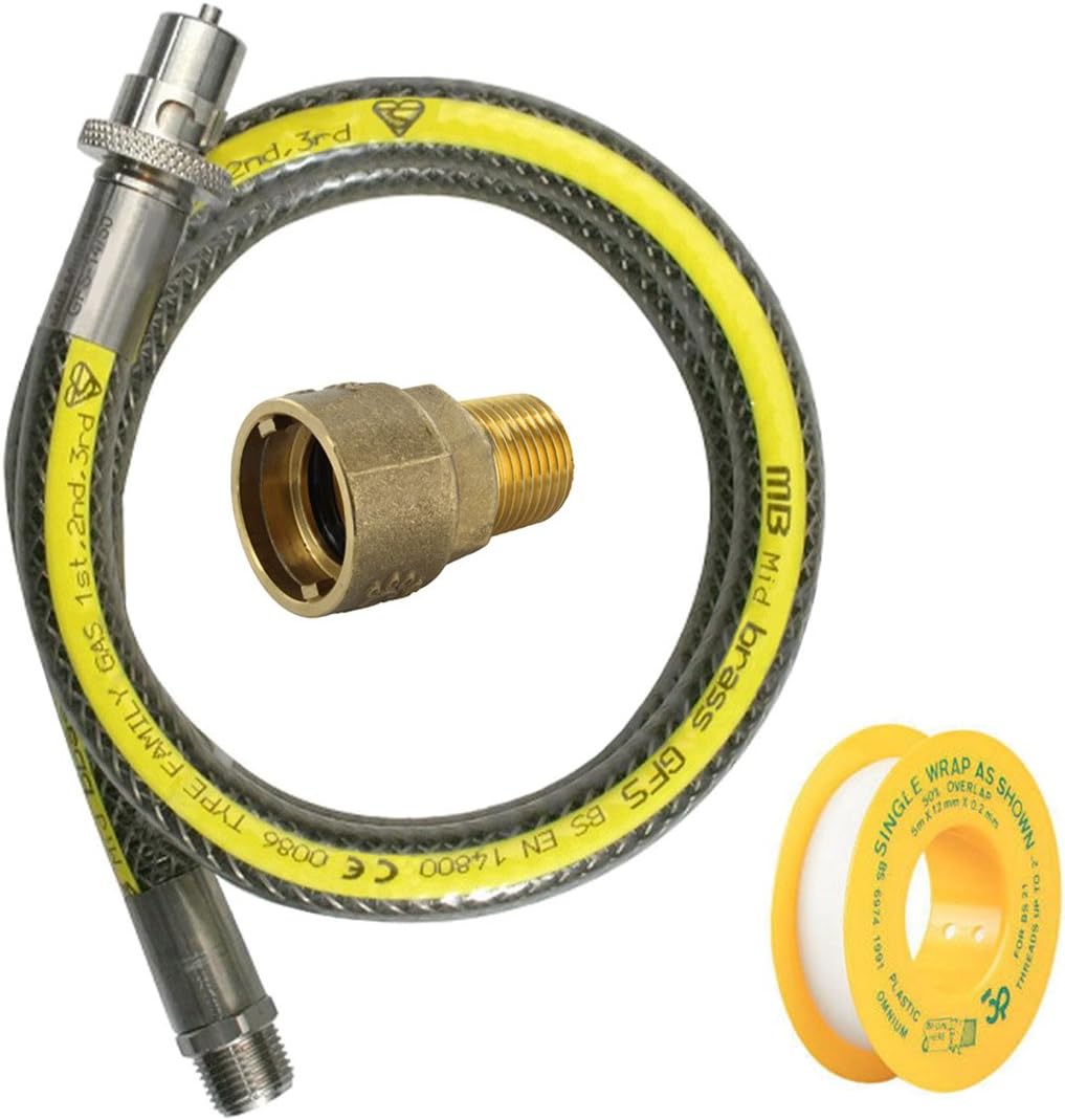 SPARES2GO Universal Oven Cooker Gas Supply Hose, PTFE Pipe Tape ...