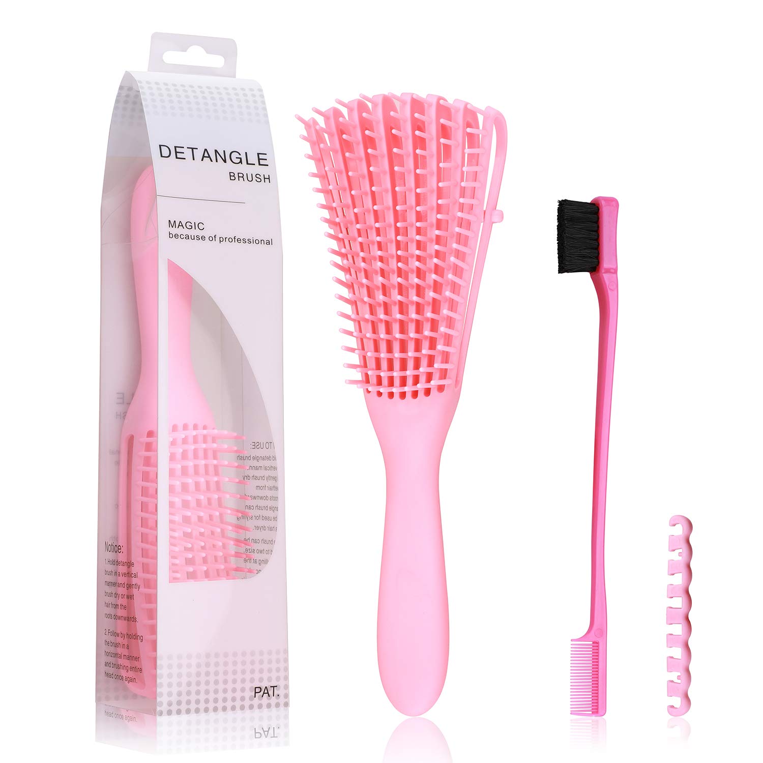 Buy VAMOP 2 Pieces Detangler Brush with Edge Brush Double Sided for ...