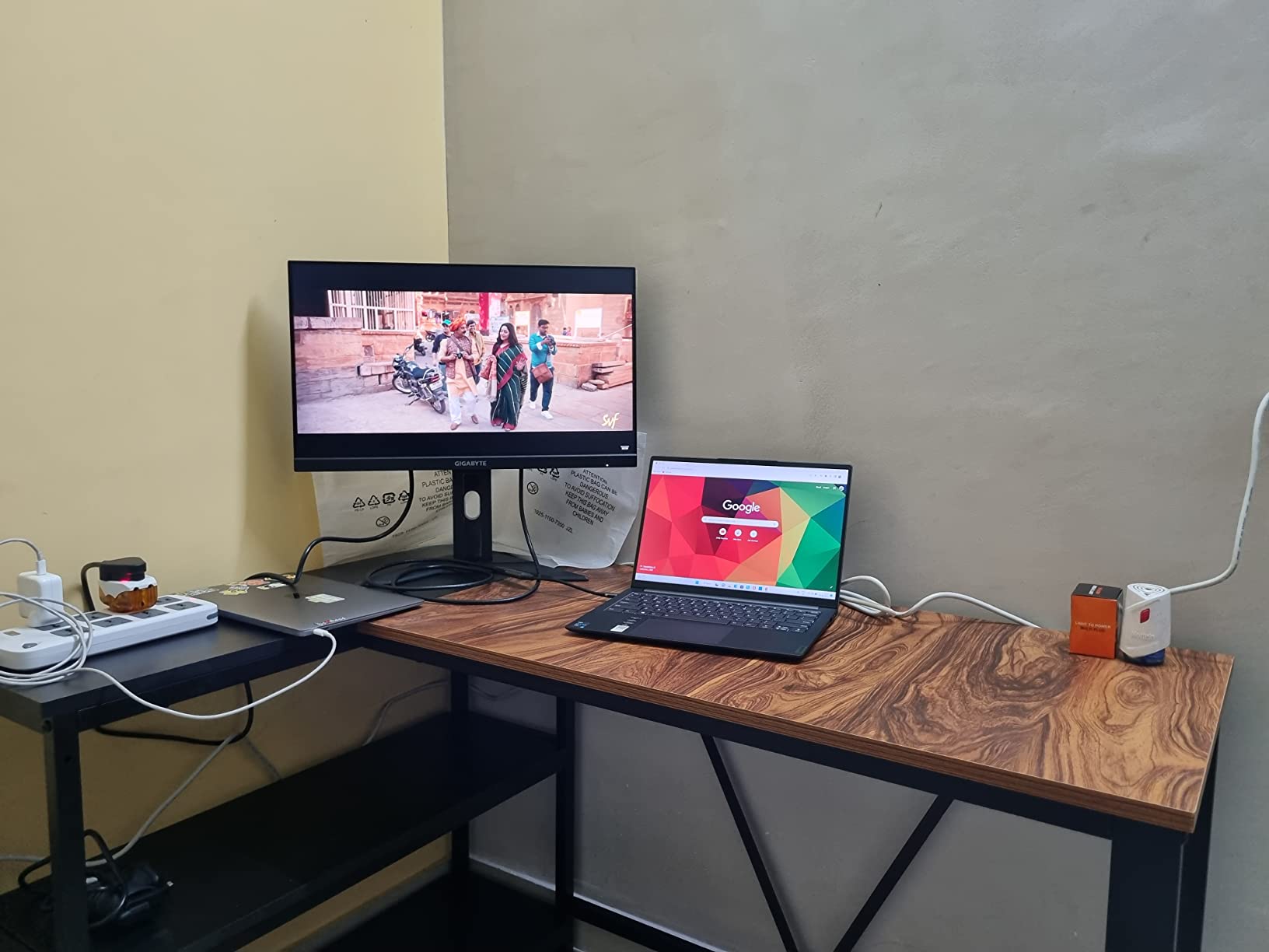 TEKAVO L-Shaped Home Office Wood Corner Desk with 2 Shelves – Compact ...