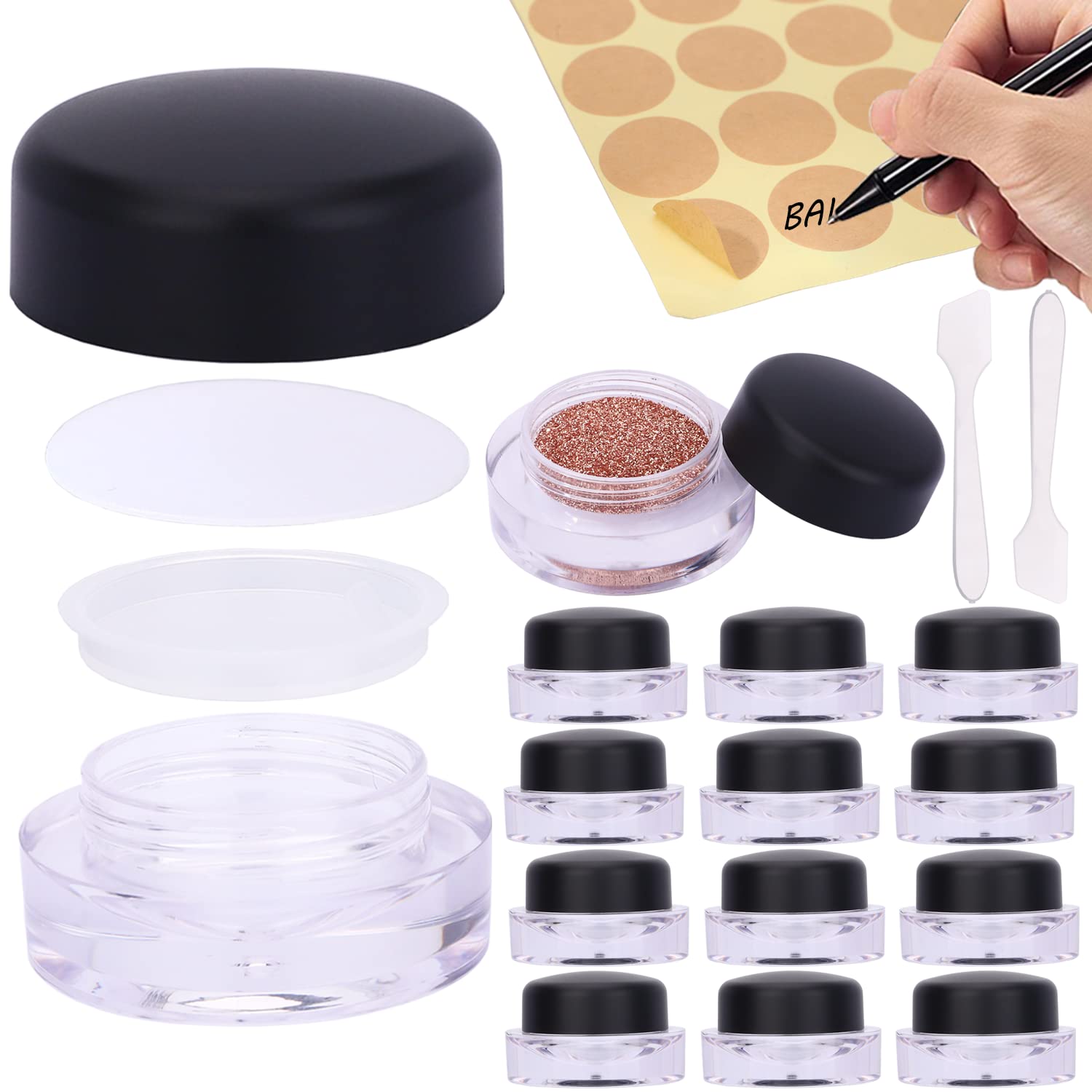 Amazon.com: 12 Pieces Refillable Empty Sample Jar, 5ml Cosmetic ...