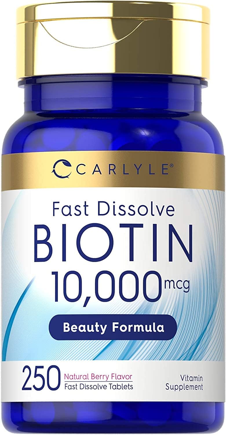 Amazon.com: Carlyle Biotin 10000mcg | 250 Fast Dissolve Tablets | Max ...