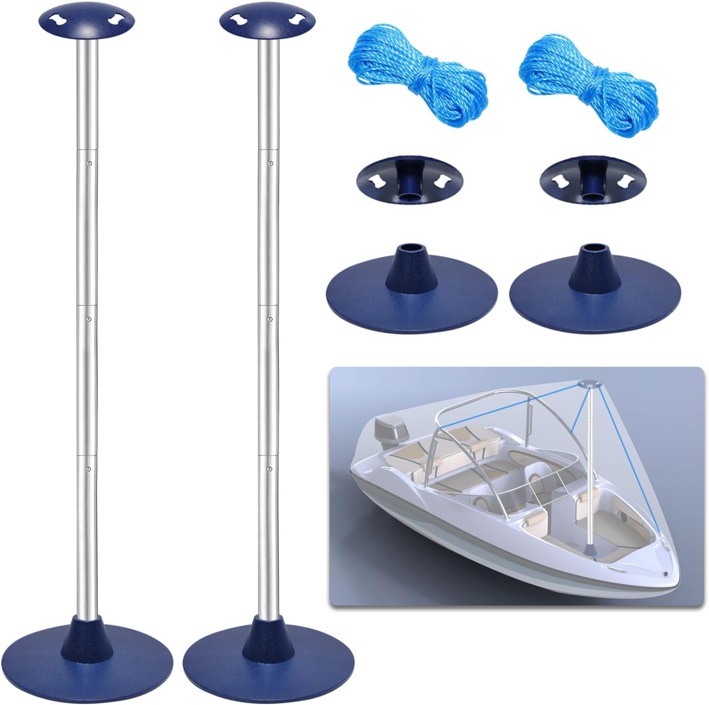 Amazon.com: GOOSO 2 Pack Boat Cover Support Poles Height Adjustable ...