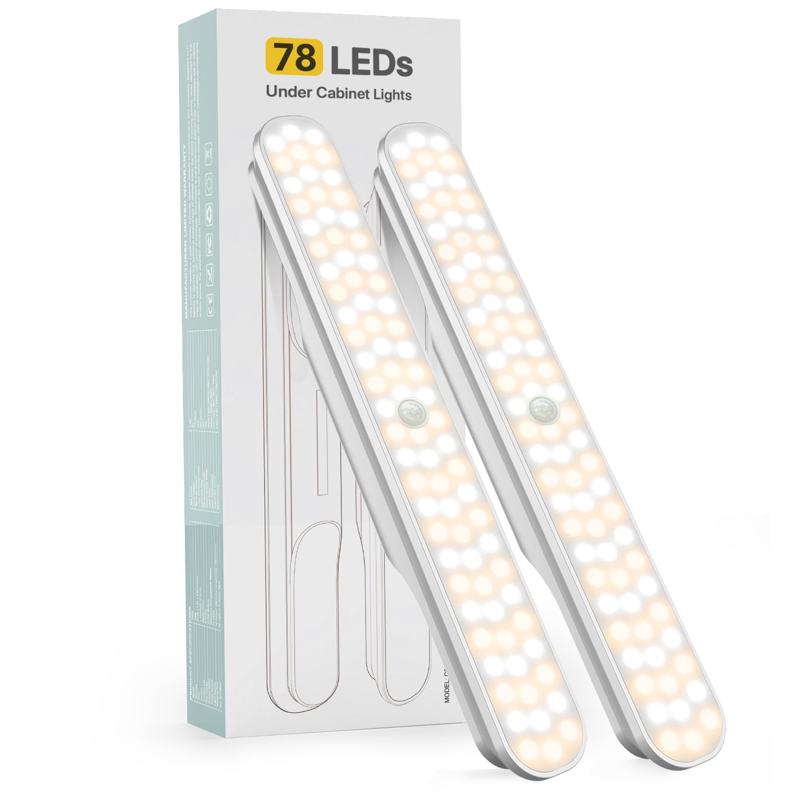 Rossetta Under Cabinet Lights, Motion Sensor Light Indoor 78 LED ...