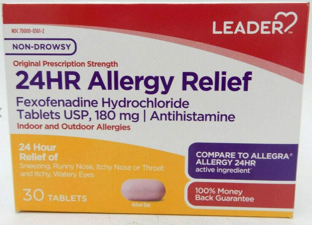 Amazon.com: Leader 24HR Allergy Relief, 180 mg, 30 Tablets (Pack of 1 ...