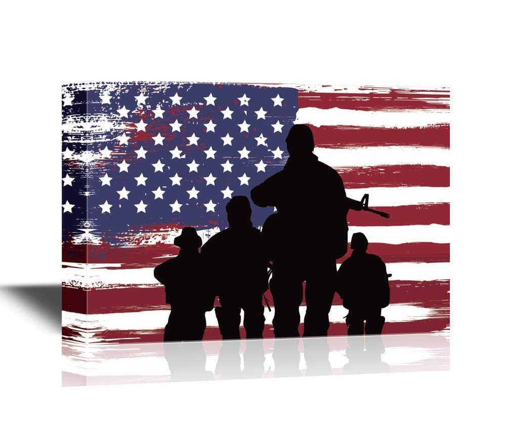 Army Silhouette With Flag