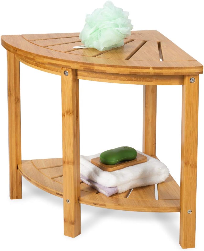 Amazon.com: OasisCraft Corner Shower Bench with Free Soap Dish, Small ...