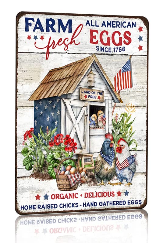 Amazon.com: Chicken Decor Sign Patriotic Rustic Farmhouse Chicken Coop ...