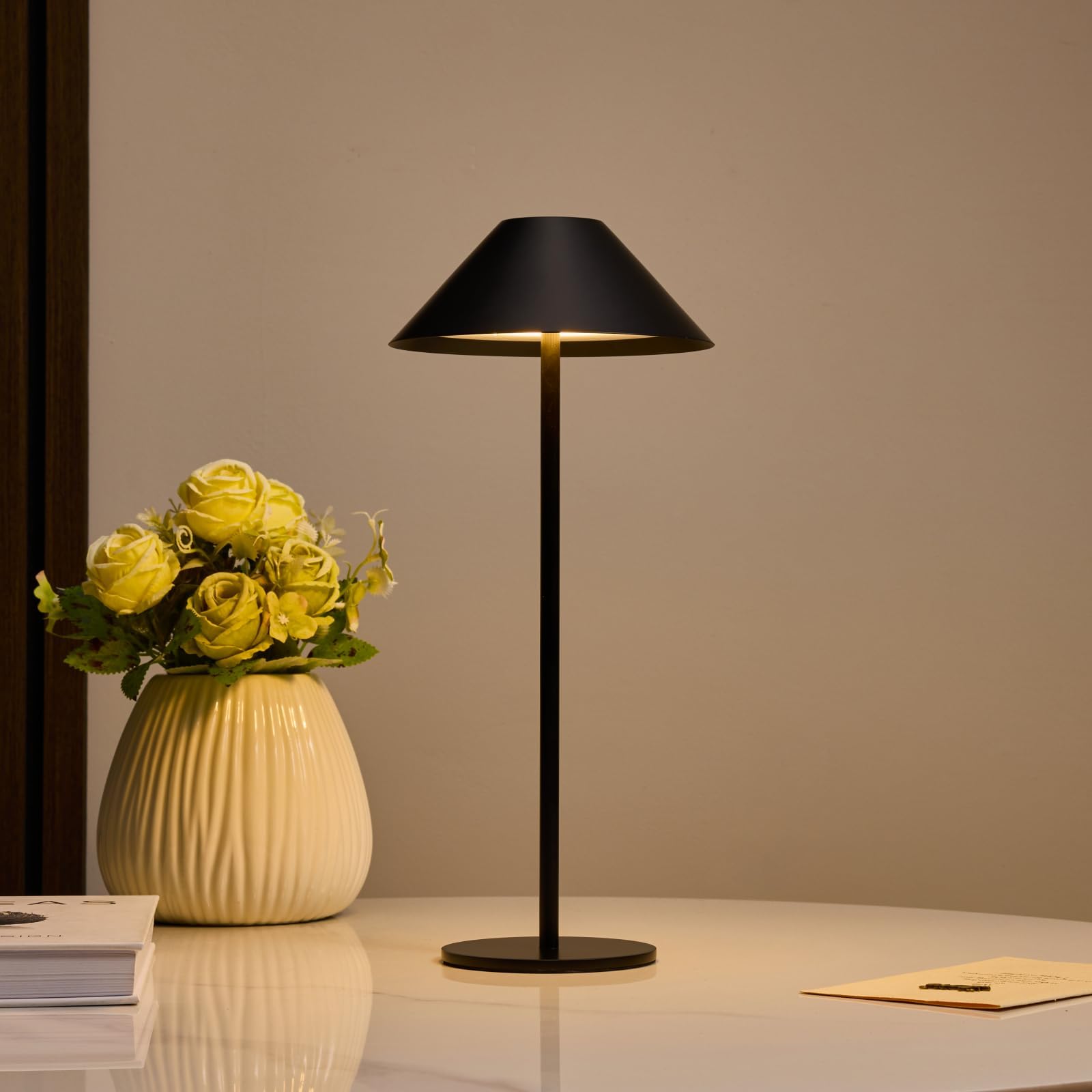 Bojim Cordless Table Lamp, Portable Battery Operated LED Lamp, 3 Color ...