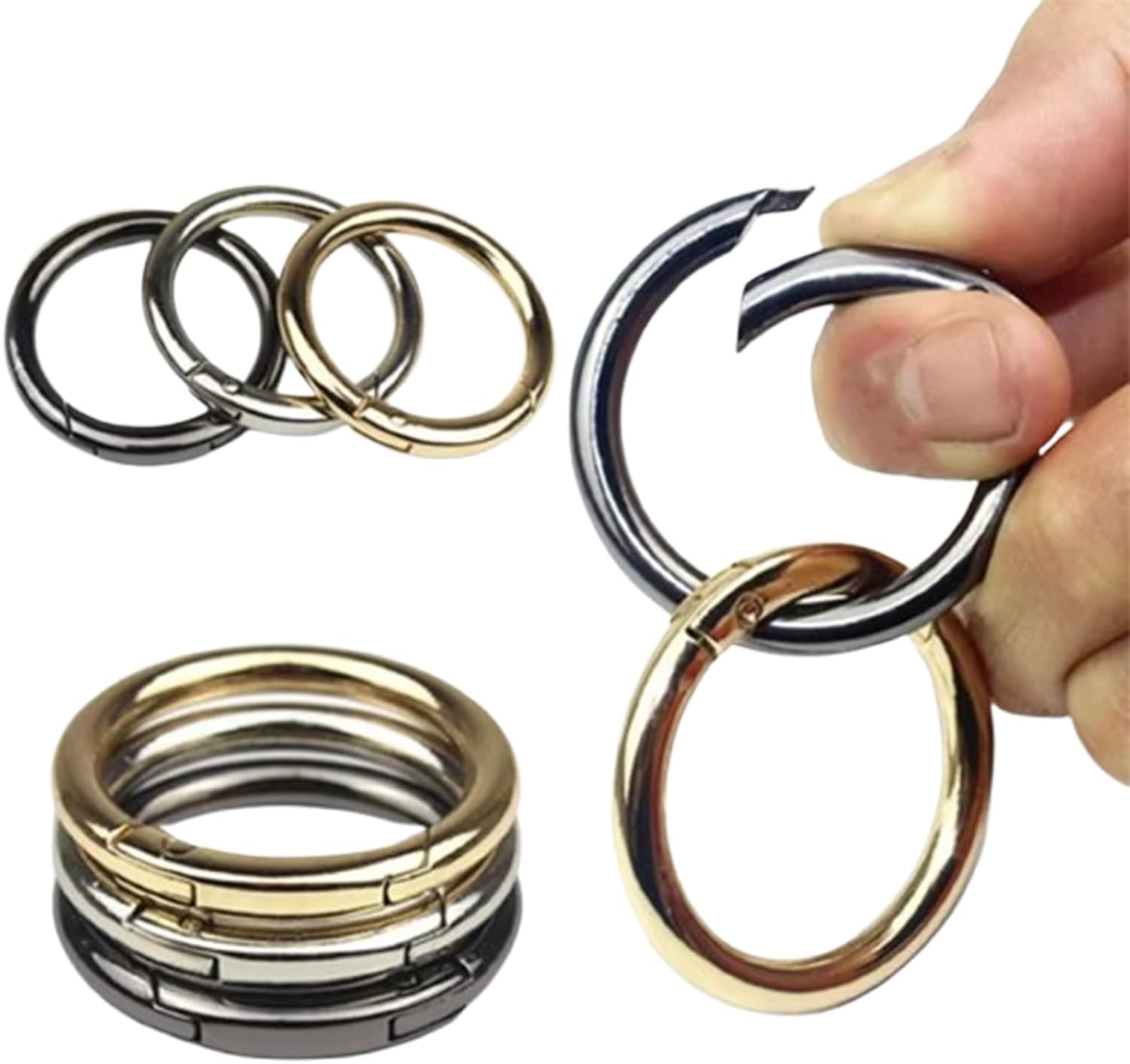 Amazon.com: 8pcs Spring O Ring, Spring O Rings Snap zinc Alloy Round ...