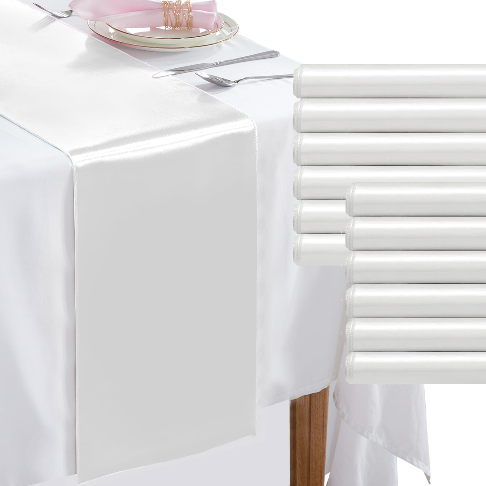 Amazon.com: 12 Pack White Table Runners 12 x 108 Inch, Rectangular ...