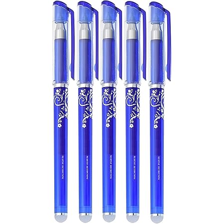 Erasable Gel Pen Set with attached Magic Wipe Eraser (0.35mm Nib Size ...