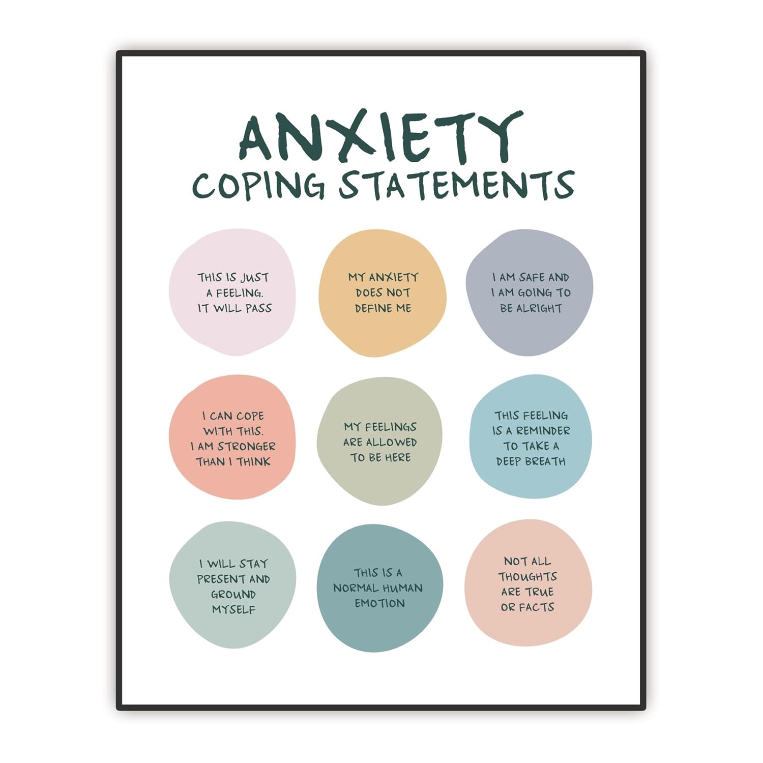Amazon.com: Anxiety Coping Statements Poster, Positive Quote Mental ...