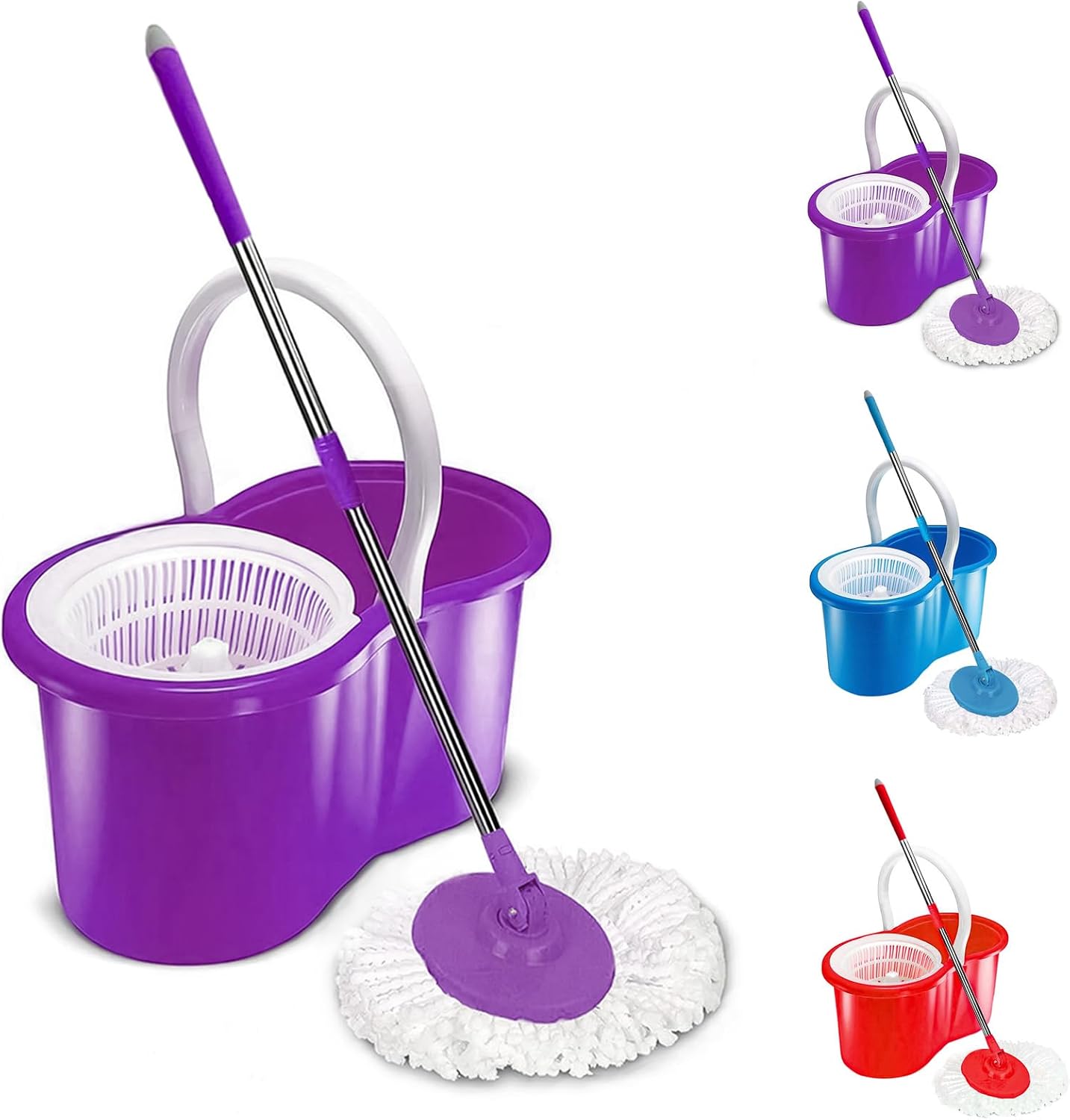 Mop and Bucket Set, Spin Mop for Cleaning Floors with Two Mop Heads, 1 ...