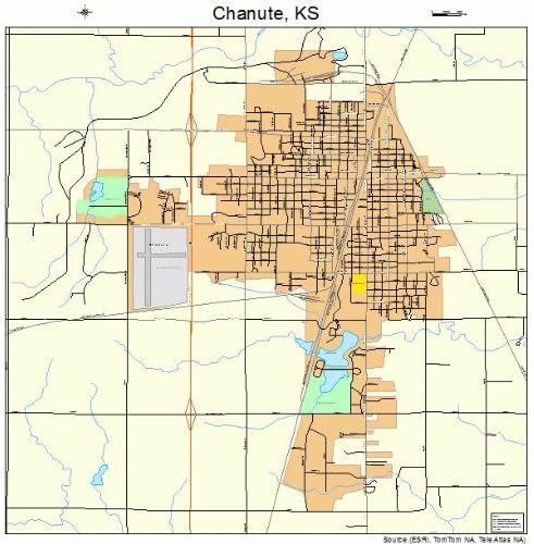 Amazon.com: Large Street & Road Map of Chanute, Kansas KS - Printed ...