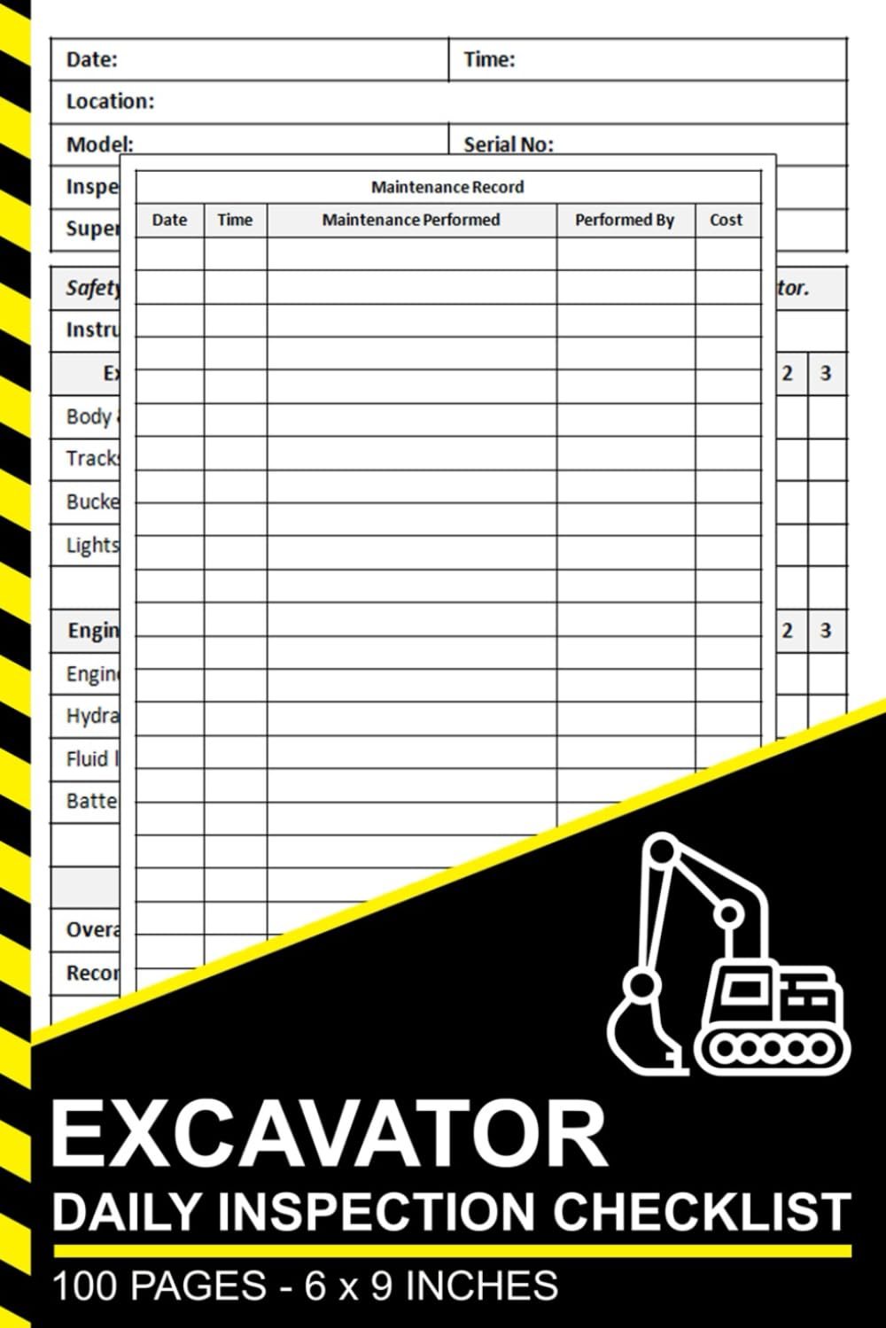 Excavator Daily Inspection Checklist: Excavator Pre-Operation ...
