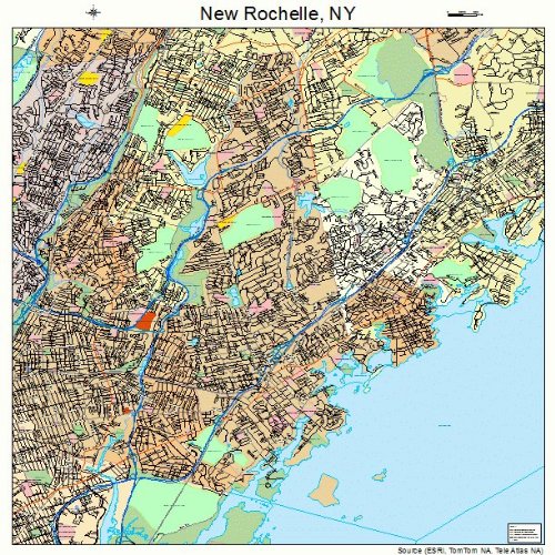 Large Street & Road Map of New Rochelle, New York NY - Printed poster ...