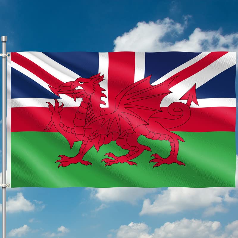 Welsh Flag – Wales Flag 5ft x 3ft with Eyelets – Cymru Flag with Union ...