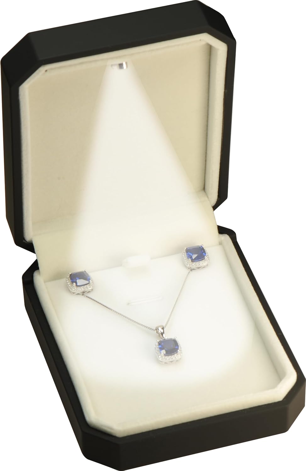 Amazon.com: The Jewellery Pak LED Black Necklace Box Luxury Octagonal ...