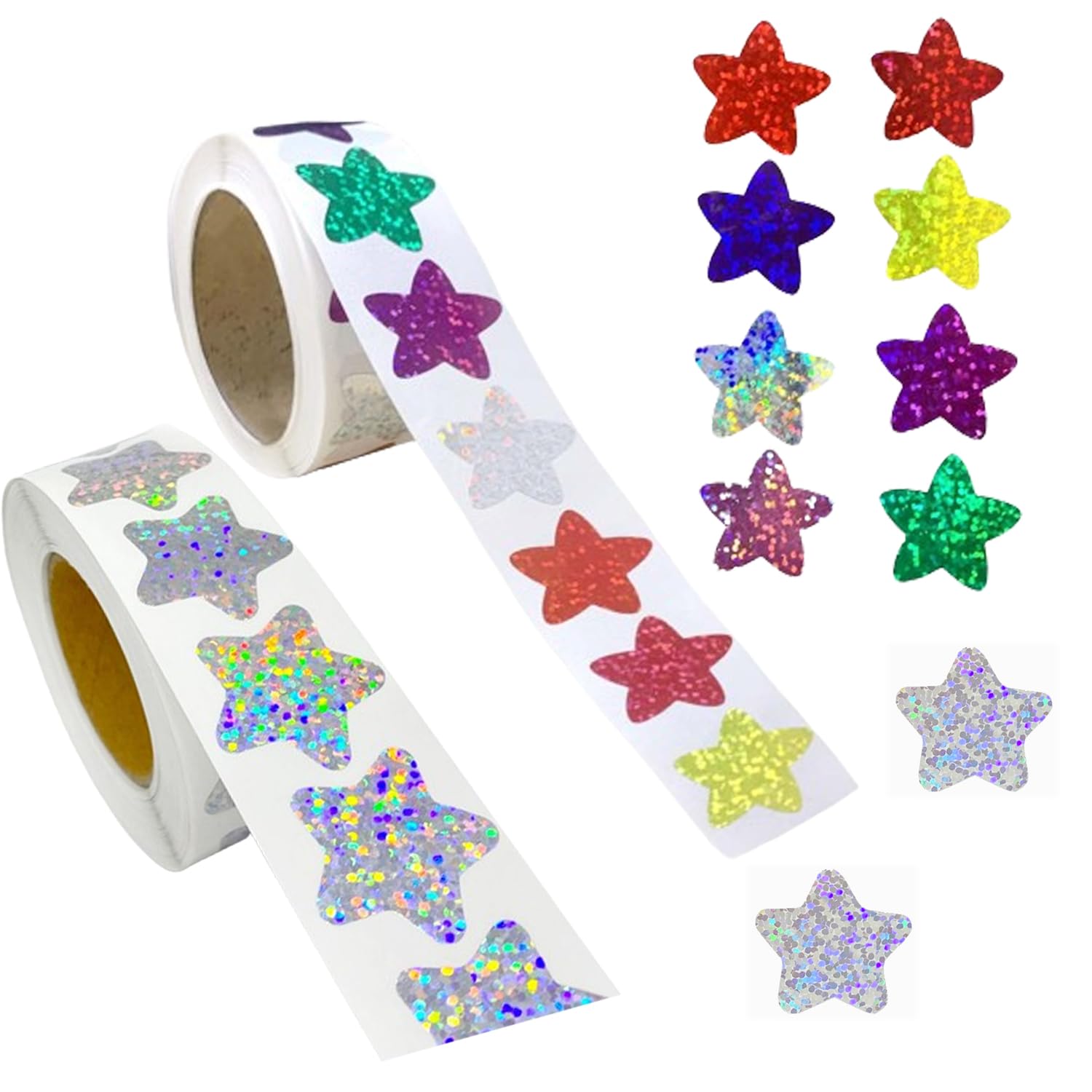 Amazon.com: 1000Pcs Round Star Sticker Roll Glitter Star Shaped ...