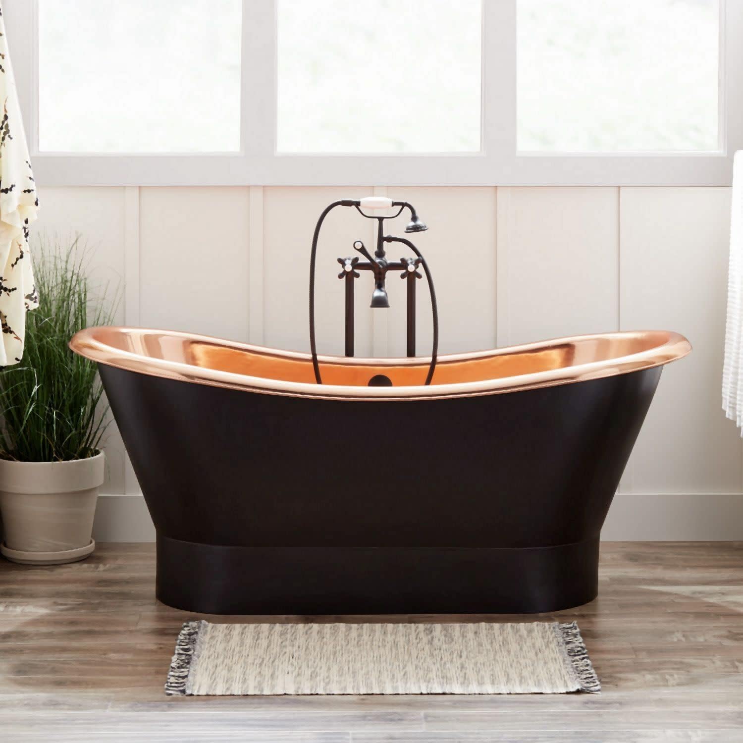 Signature Hardware 480148 Thaine 70" Copper Soaking Double Slipper ...