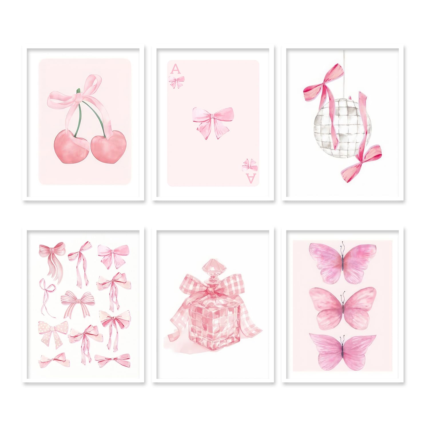 Amazon.com: HNNXAR Coquette Trendy Preppy Poster Wall Art Set Of 6 Pink ...