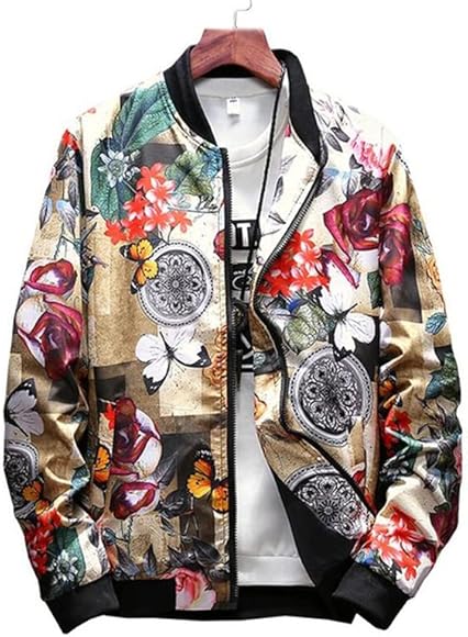 Men's Vintage Floral Bomber Jacket