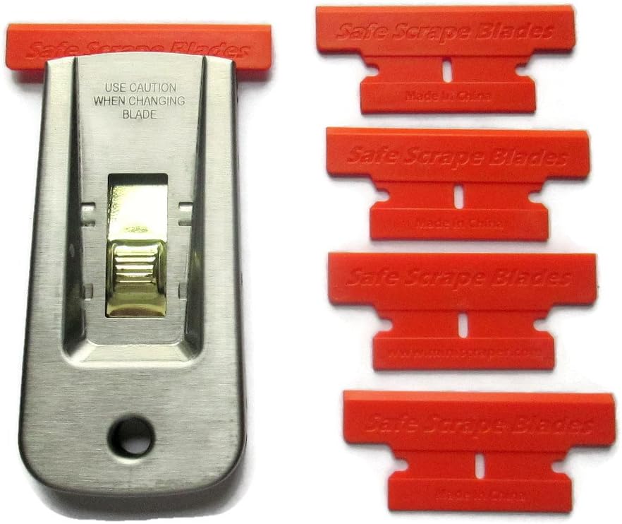 Amazon.com: Metal Razor Scraper with 5 Safe Scrape Plastic 50% Wider T ...