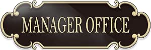 Amazon.com : 9x3 Inch Manager Office Sign Black Gold - Self-stick ...