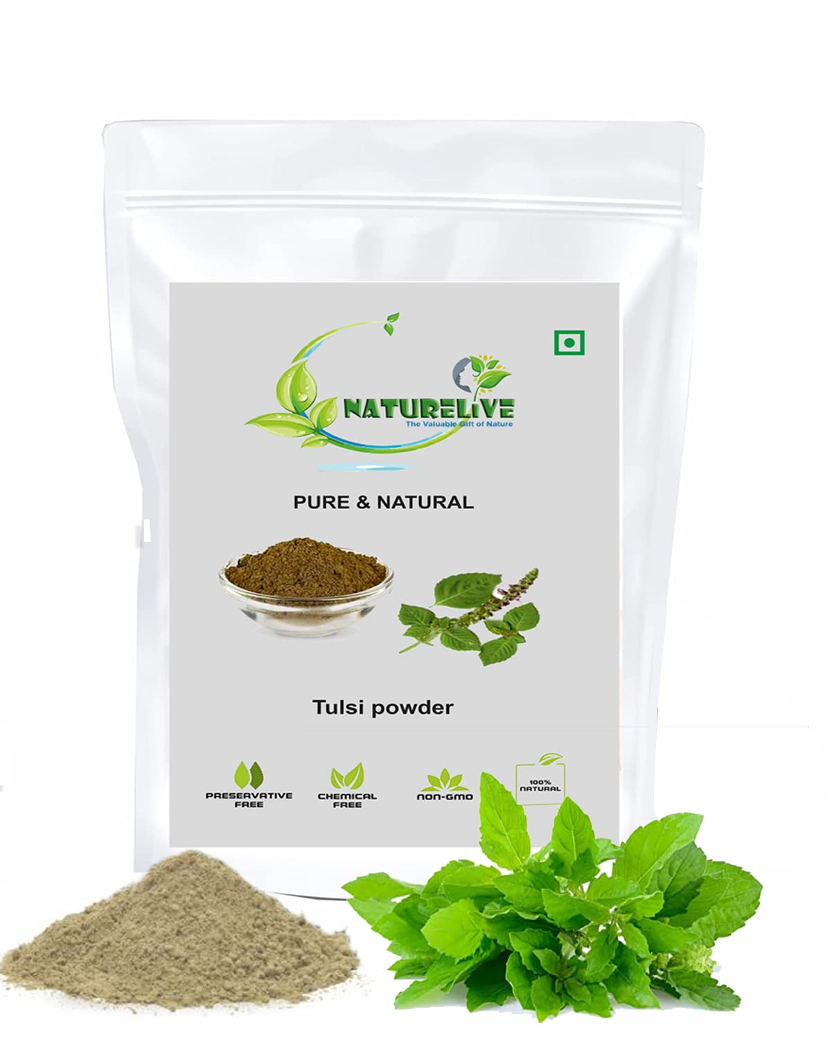 NATURELIVE ® Tulsi Powder Organic for Eating, Tea, Drinking, Cough ...