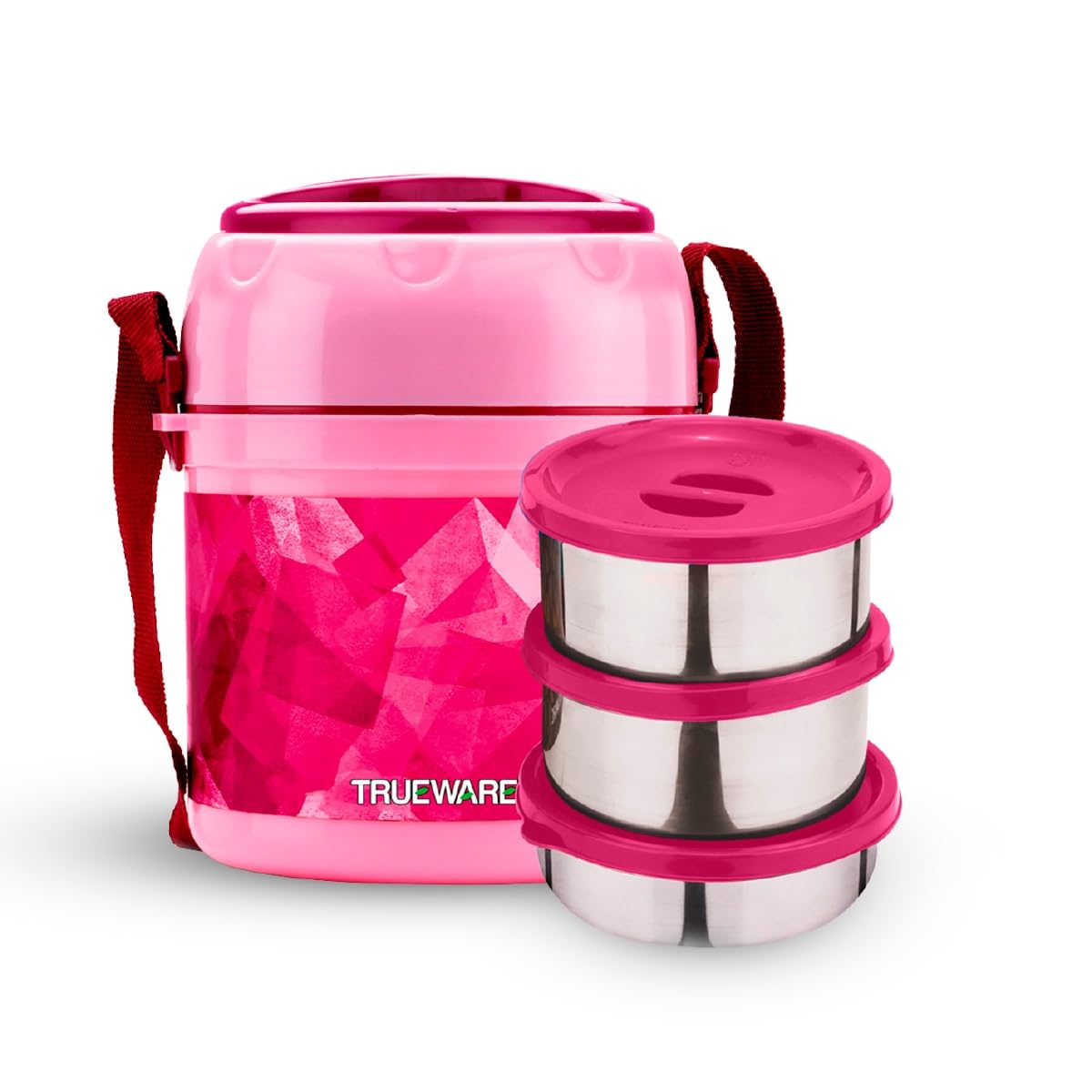 Trueware Fresh Meal Plus 2 Lunch Box with 3 SS Container, 2X300ml and ...