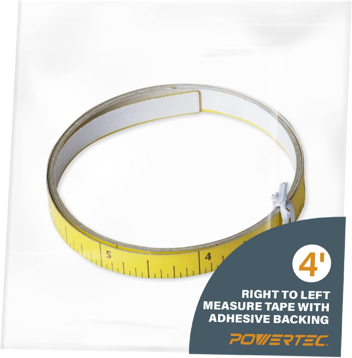 POWERTEC 71134 Right to Left Measure Tape with Adhesive Backing, 4 ...