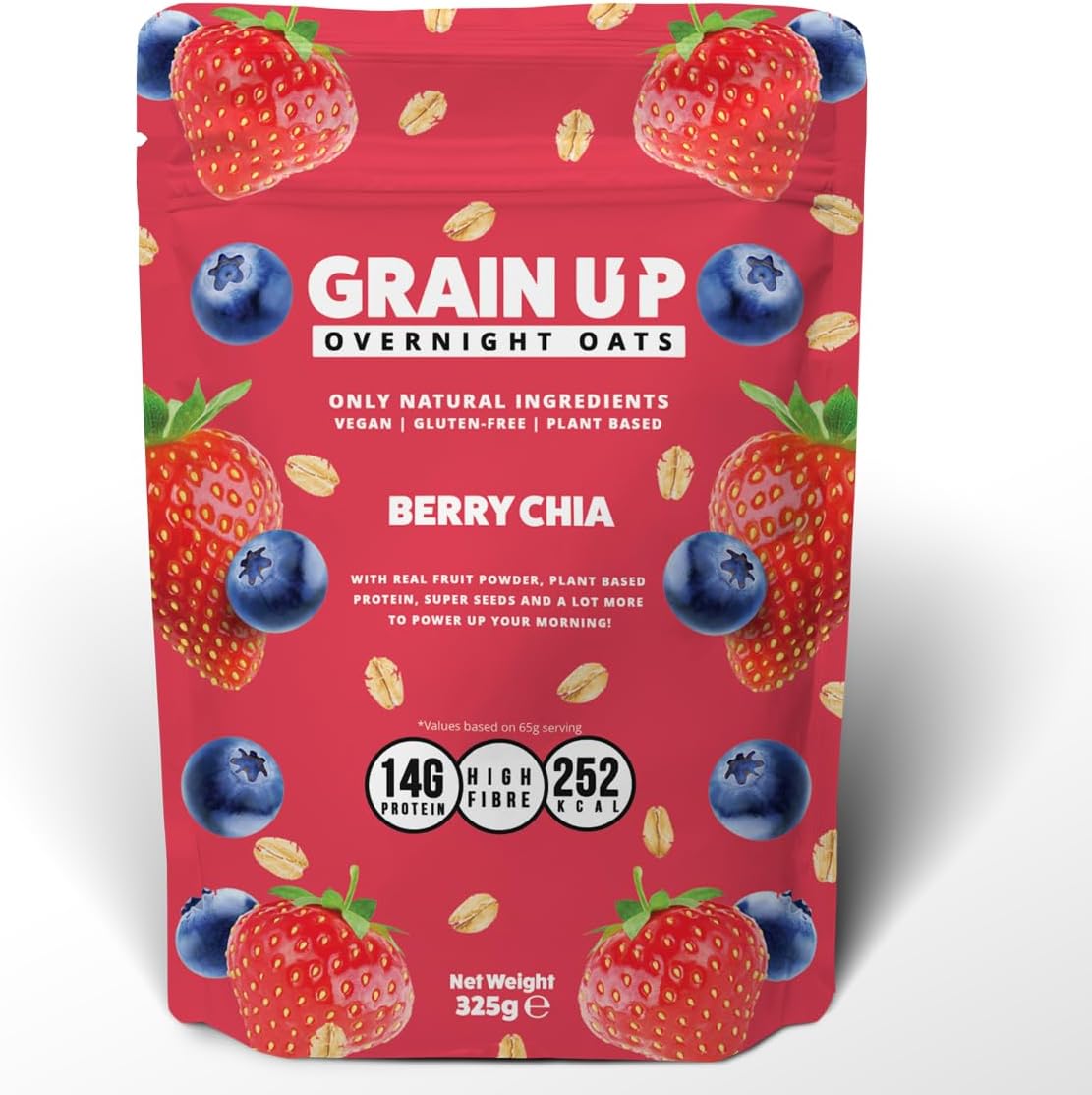Grain UP - Overnight Oats, Mixed Berry Chia Fusion, Protein-Rich, No ...