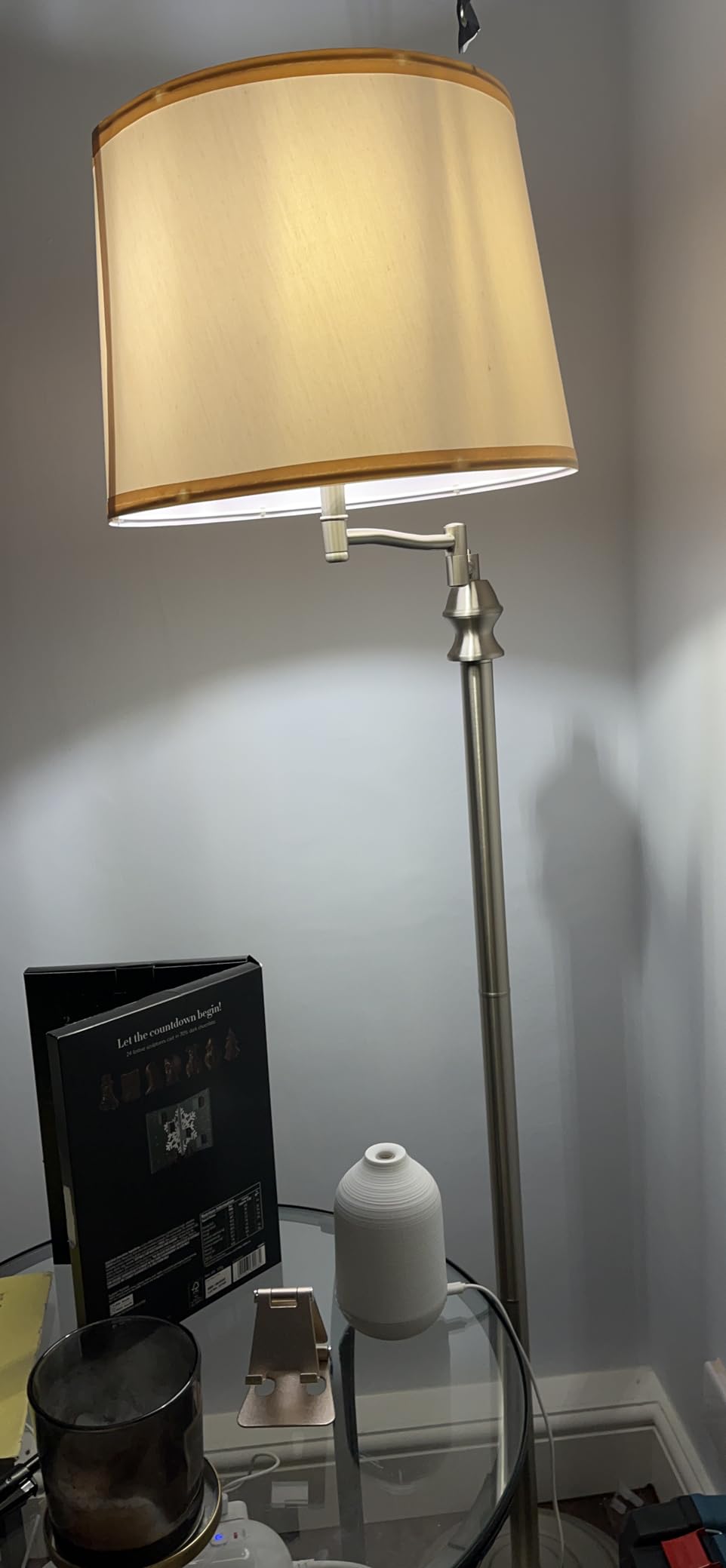 COSTWAY Adjustable Swing Arm Floor Lamp, Modern Tall Standing Light ...