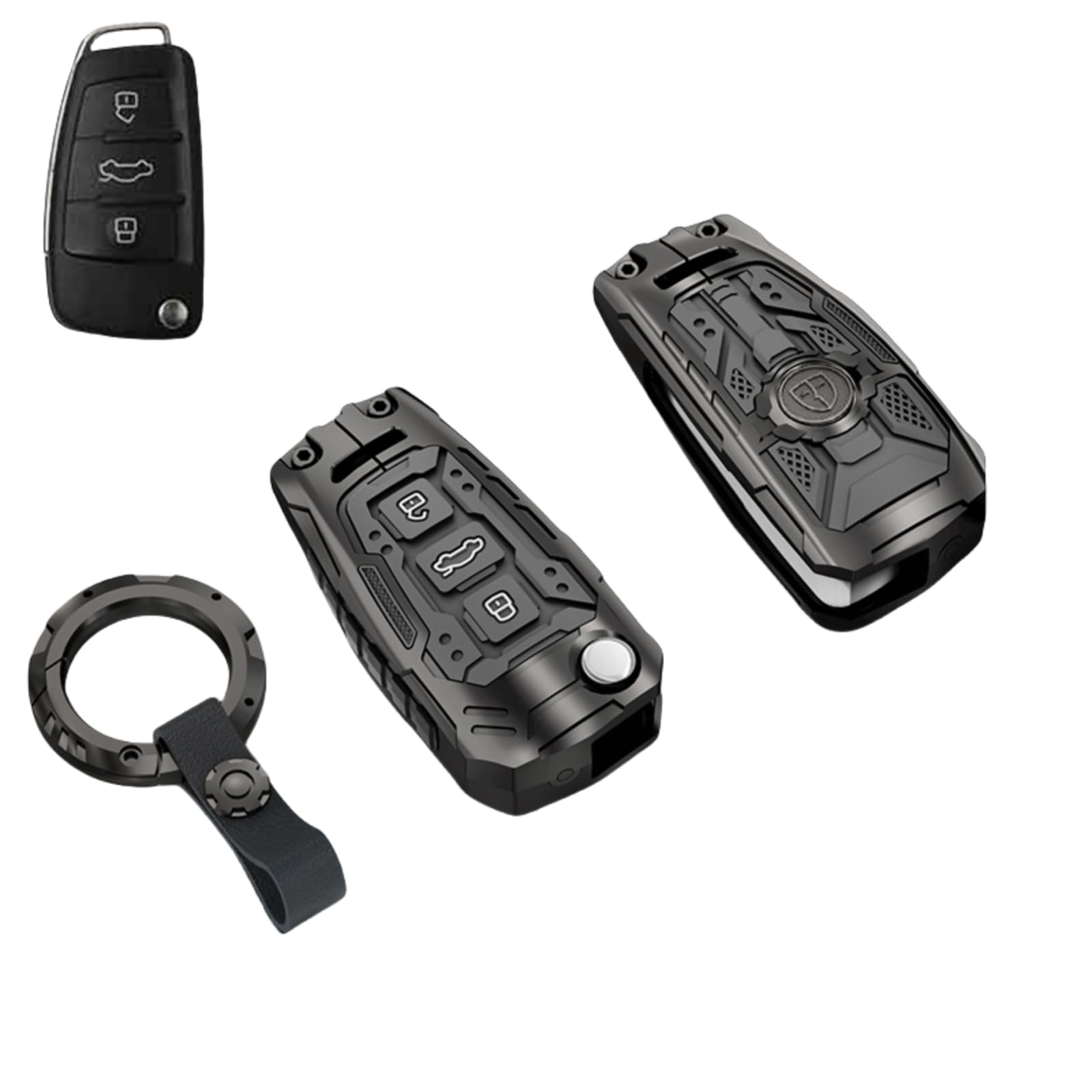 Amazon.com: Heavy Metal Key Fob Cover Case Protector for Audi, Keychain ...