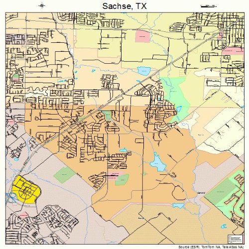 Amazon.com: Large Street & Road Map of Sachse, Texas TX - Printed ...