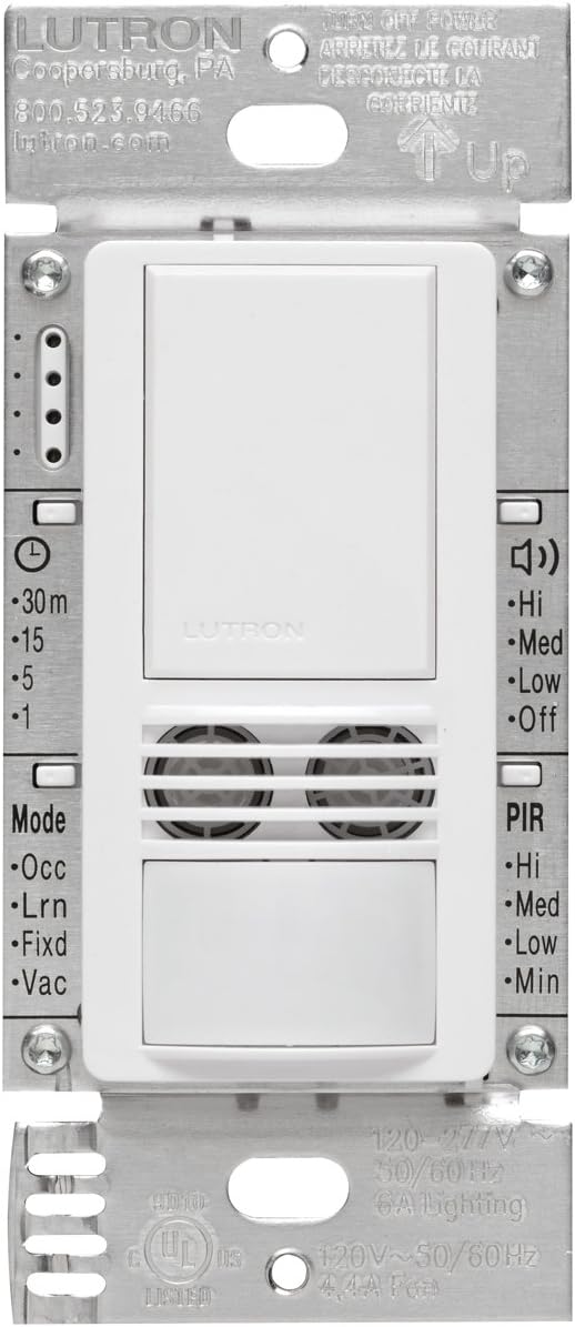 Lutron MS-OP600GHW-WH Maestro Occupancy Sensor with Eco-dim Dimmer ...