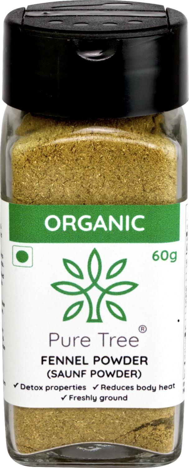 Pure Tree Certified Organic Saunf Powder | 60 g | Glass Jar | Fennel ...