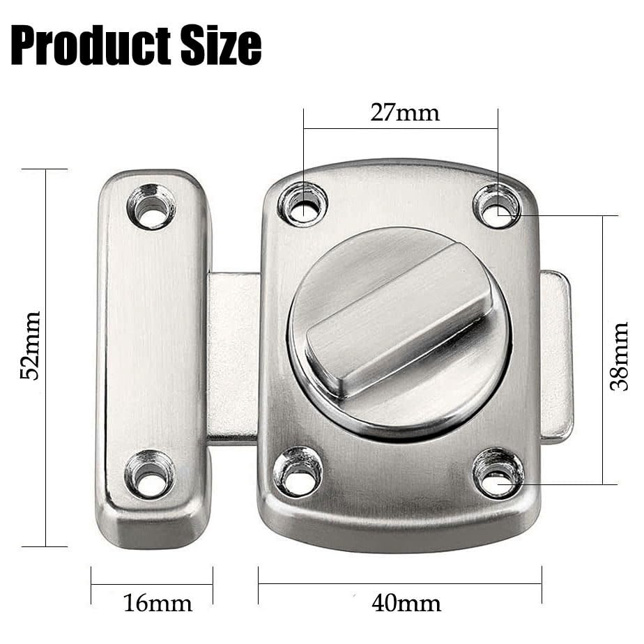 ZiYuya Bathroom Toilet Door Lock Latch, Rotate Bolt Gate Latch Sliding ...