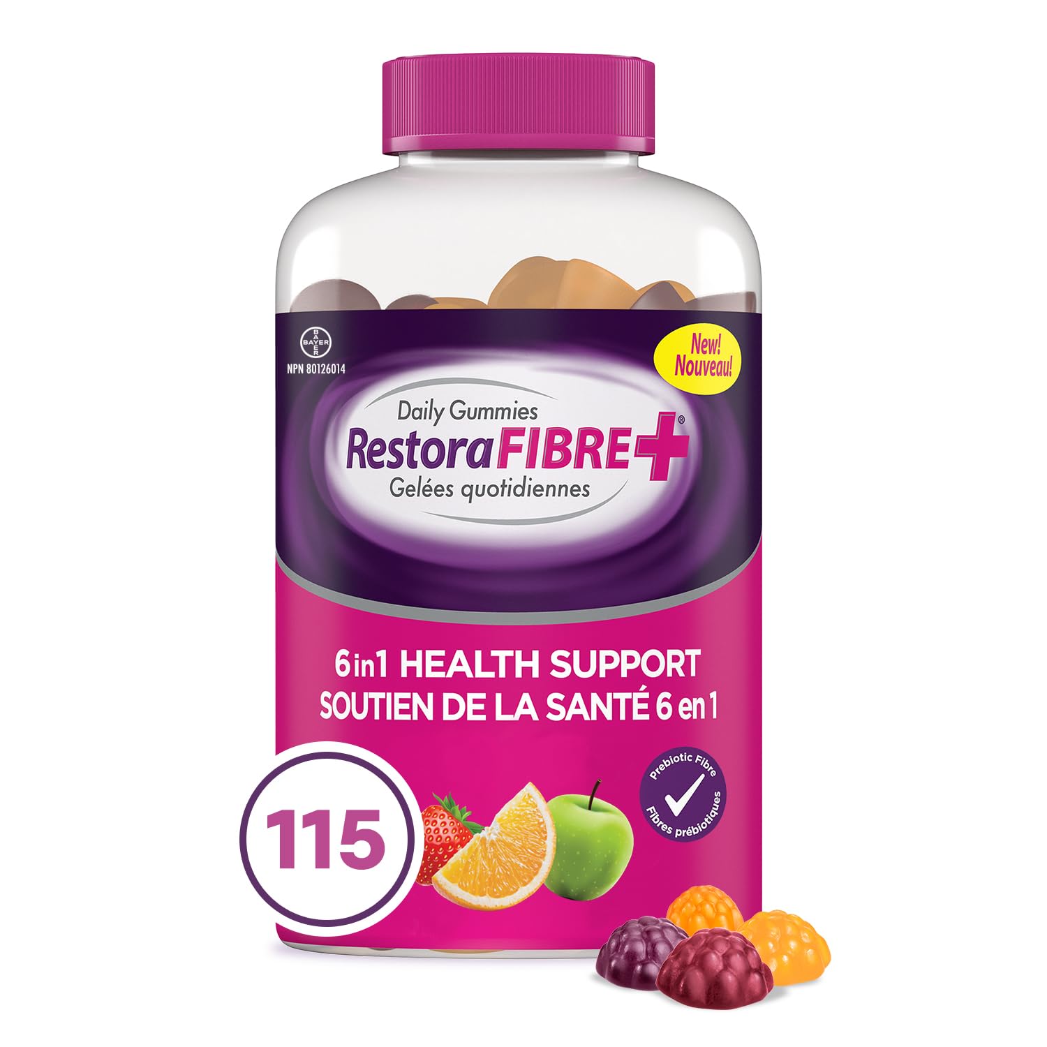 RestoraFIBRE+ 6 in 1 Daily Prebiotic Fibre Supplement Gummies for ...
