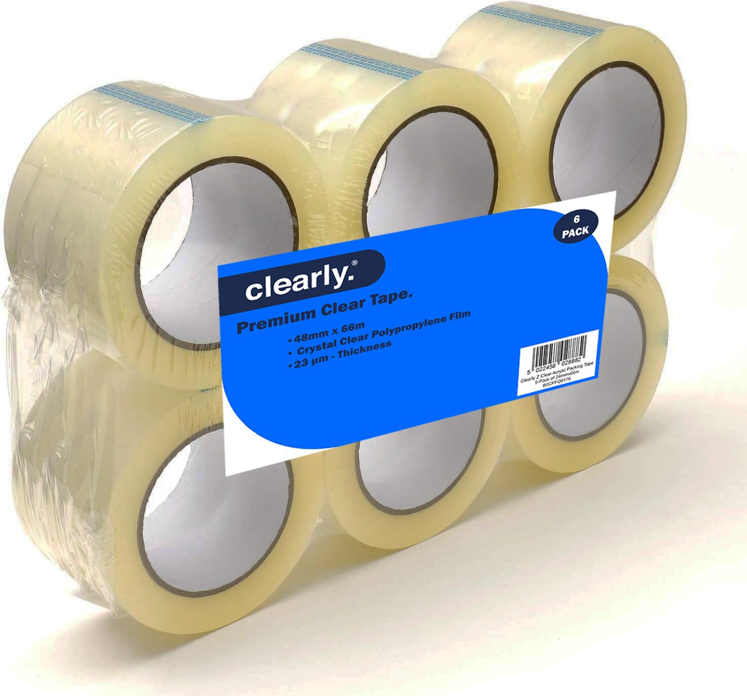 Clearly | Crystal Clear Acrylic Packing Tape - 6-Pack of 48mm x 66m ...